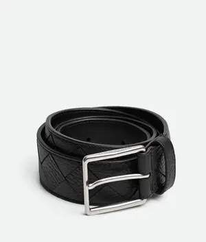 Bottega Veneta Intrecciato Leather Belt - Black