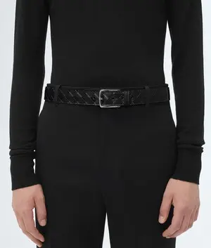 Bottega Veneta Intrecciato Belt - Black