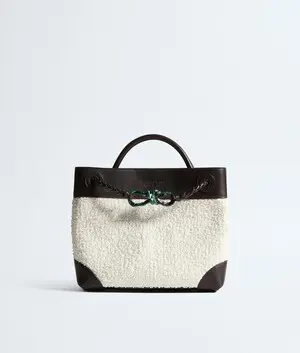 Bottega Veneta Intrecciato Leather Top Handle Bag - White/espresso
