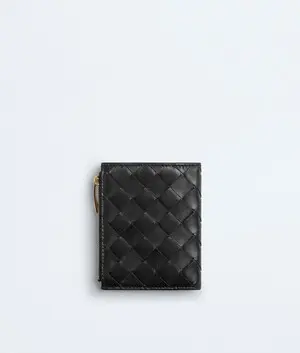 Bottega Veneta Intrecciato Small Bi-fold Wallet - Black