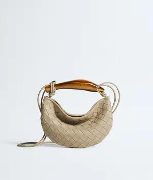 Bottega Veneta Baby Sardine Bag With Tiger Eye Stone Handle - Ecru