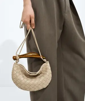 Bottega Veneta Baby Sardine Bag With Tiger Eye Stone Handle - Ecru