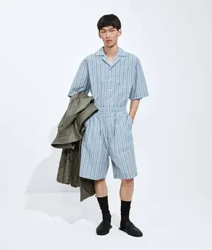 Bottega Veneta Cotton And Silk Check Shorts - Blue/white/stone