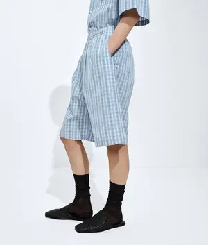 Bottega Veneta Cotton And Silk Check Shorts