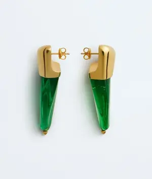 Bottega Veneta Large Prisma Earrings - Grass Green