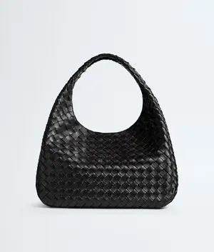 Bottega Veneta Large Campana Hobo Bag In Fondant - Black