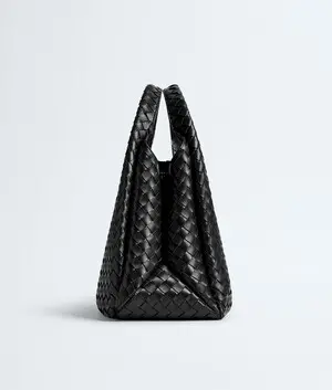 Bottega Veneta Large Campana Hobo Bag In Fondant - Black