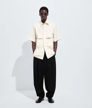 Bottega Veneta Macro Intreccio Cotton Shirt - Parchment