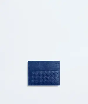 Bottega Veneta Woven Mycelium Credit Card Case - Blue Royal