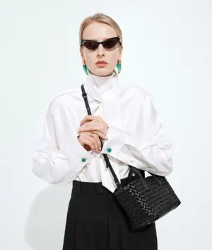 Bottega Veneta Mini Cabat - Black