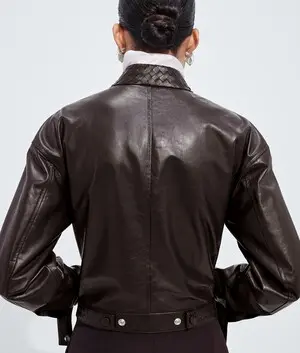 Bottega Veneta Papery Lambskin Leather Blouson With Intrecciato Collar