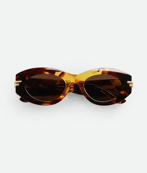 Bottega Veneta Mitre Oval Sunglasses - Havana/brown