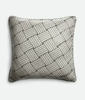 Bottega Veneta Cashmere Cushion With Intreccio Motif - Grey
