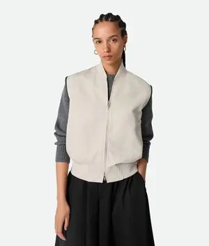 Bottega Veneta Silk And Cotton Twill Gilet - Grey Putty