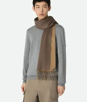 Bottega Veneta Bi-colour Cashmere Scarf - Black/beige
