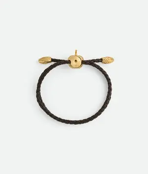 Bottega Veneta Adam Braided Leather And Sterling Silver Bracelet - Fondant