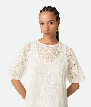Bottega Veneta Cotton And Silk Fish Lace Top