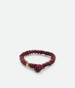 Bottega Veneta Knot Leather Bracelet - Dark Apple Candy