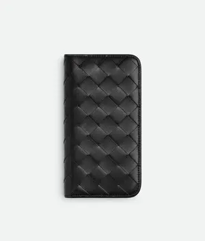 Bottega Veneta Intrecciato Iphone 16 Pro Foglio Case - Black