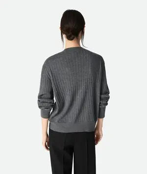 Bottega Veneta Wool Rib Cardigan - Anthracite