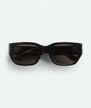 Bottega Veneta Intrecciato Square Sunglasses - Black/grey