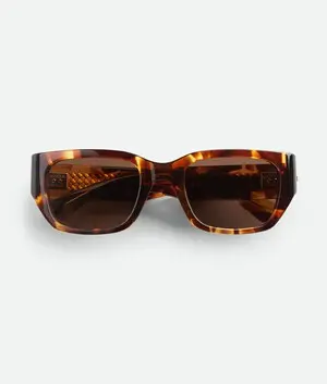Bottega Veneta Intrecciato Square Sunglasses - Havana/brown