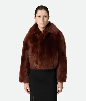 Bottega Veneta Toscana Shearling Cropped Blouson - Pudding