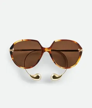 Bottega Veneta Drop Squared Sunglasses Havana/brown