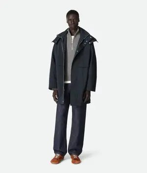 Bottega Veneta Bonded Tech Wool Hooded Parka