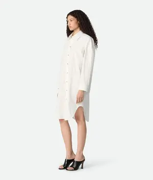 Bottega Veneta Cotton Midi Dress With Metal Knot Buttons
