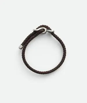 Bottega Veneta Sterling Silver And Braided Leather Bracelet - Fondant