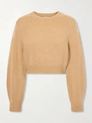 Khaite Masie Cropped Wool And Cashmere-blend Sweater - Neutrals