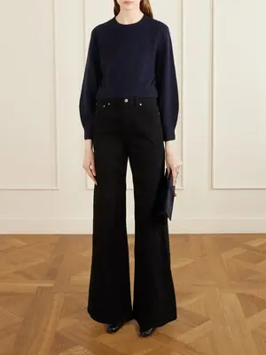 Khaite Masie Cropped Wool And Cashmere-blend Sweater - Blue