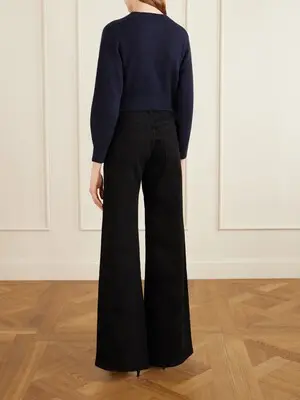 Khaite Masie Cropped Wool And Cashmere-blend Sweater - Blue