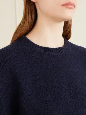 Khaite Masie Cropped Wool And Cashmere-blend Sweater - Blue