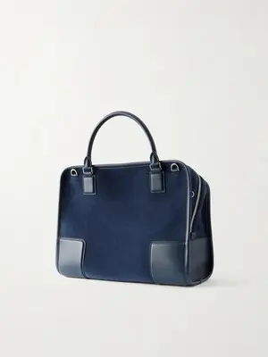 Loewe Amazona Suede Tote With Leather Trim - Blue