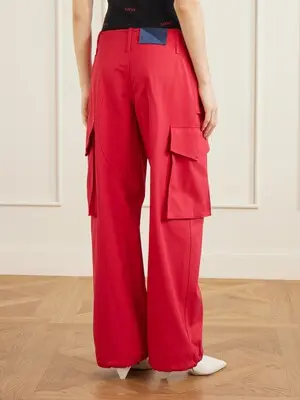 Loewe Belted Pleated Cargo Pants In Cotton And Silk-blend Gabardine