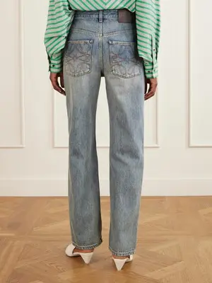 Loewe Anagram Embroidered Mid-rise Wide-leg Jeans