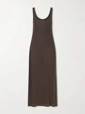 LESET Milo Cotton-jersey Maxi Dress - Brown