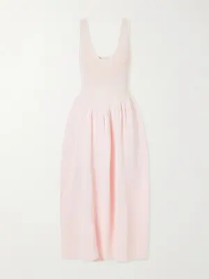 Altuzarra Lollie Ribbed And Woven Midi Dress - Pink