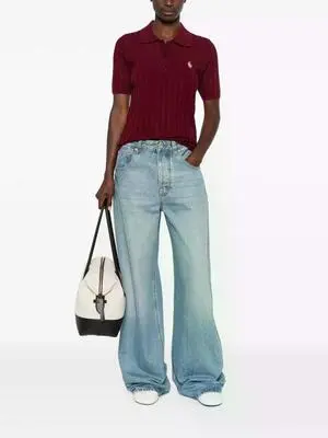 SPORTY & RICH Ribbed-knit Polo Shirt