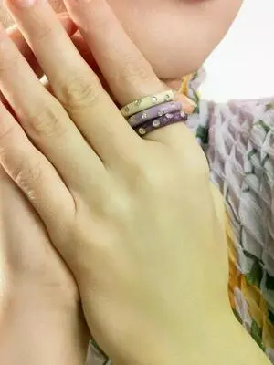 ANDREOLI 18k White Gold Diamond And Enamel Ring