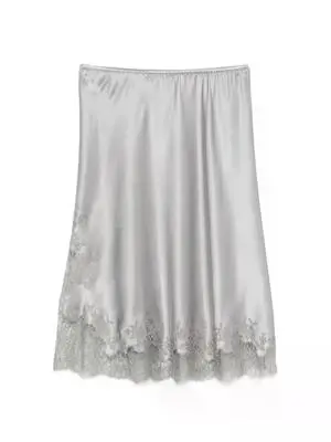 Carine Gilson Lace-trim Silk Skirt - Grey