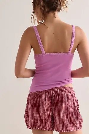 INTIMATELY Cotton Ribbed Lace Trim Cami - Cherry Blossom