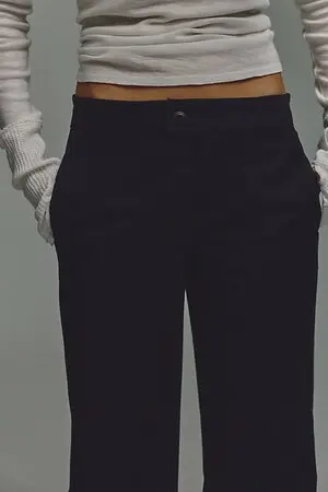 Free People Set On You Slim Solid Trousers At - Black