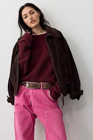 Free People Low Tide Knit Pullover - Cabernet Combo