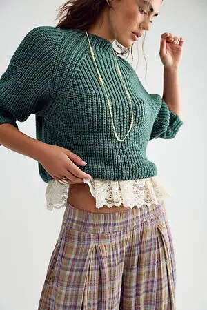 Free People Low Tide Knit Pullover At - Green