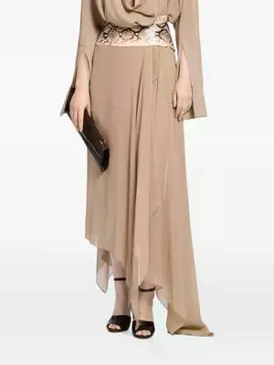 Elie Saab Python-print Draped Maxi Skirt