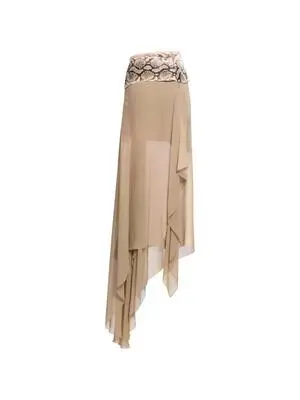 Elie Saab Python-print Draped Maxi Skirt