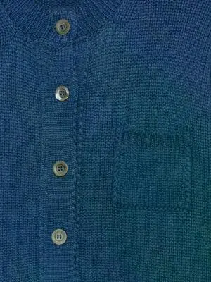 Incentive! Cashmere Chest-pocket Button-up Cardigan - Blue